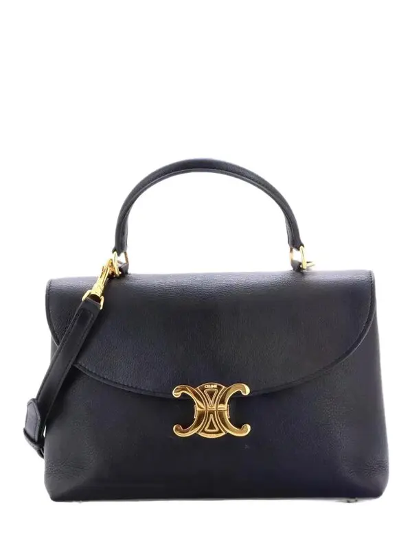 Celine Nino Top Handle Bag Leather Medium Satchel - Black