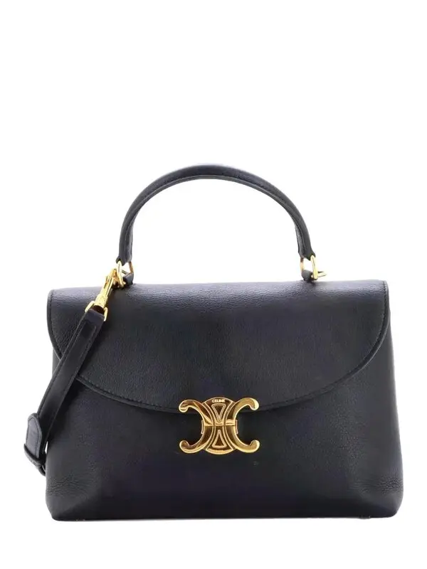 Celine Nino Top Handle Bag Leather Medium Satchel - Black