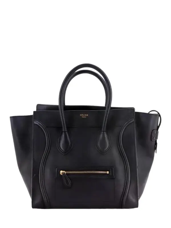 Celine Luggage Bag Smooth Leather Mini Tote - Black