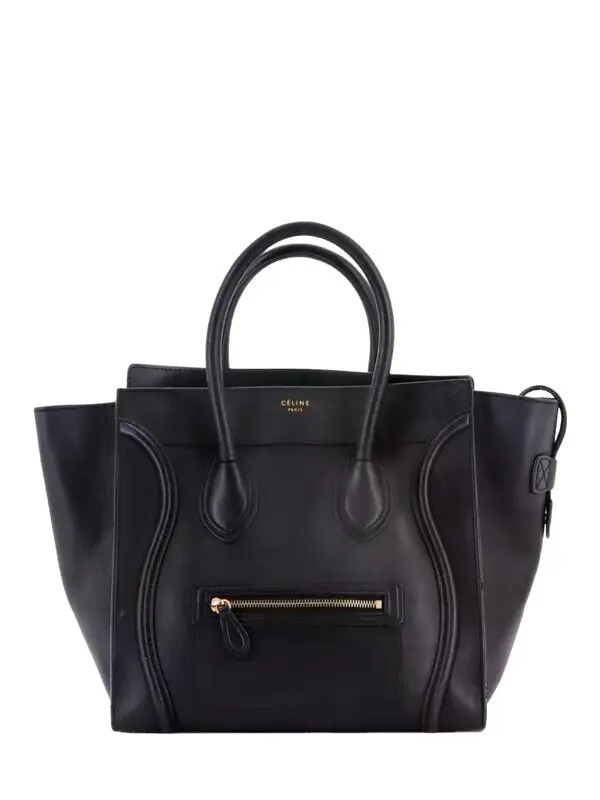 Celine Luggage Bag Smooth Leather Mini Tote - Black