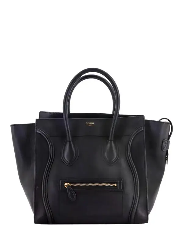 Celine Luggage Bag Smooth Leather Mini Tote - Black