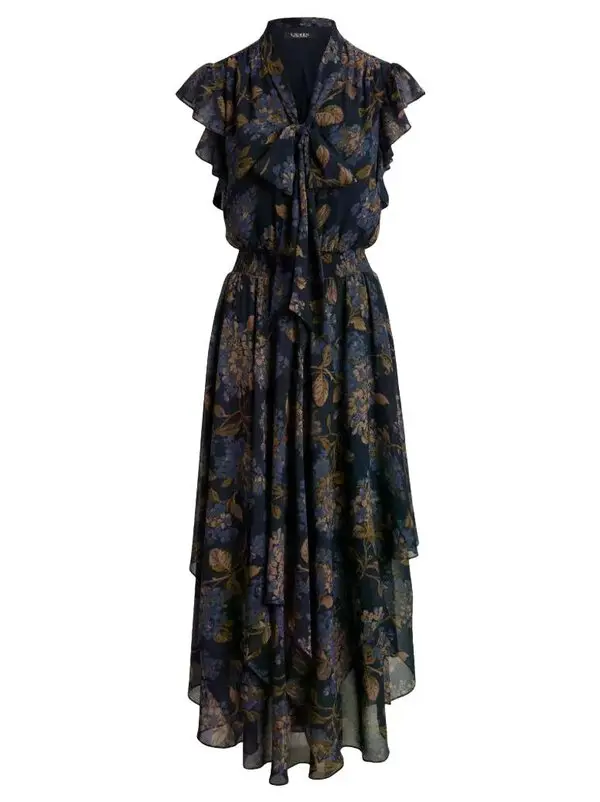 Ralph Lauren Floral-print Asymmetric Dress - Blue