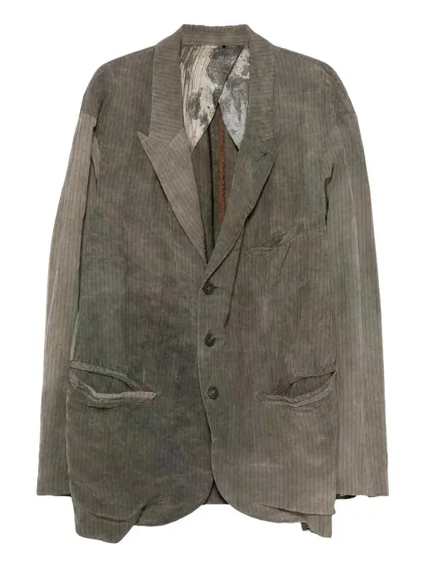 ZIGGY CHEN Pinstripe-pattern Single-breasted Jacket - Grey