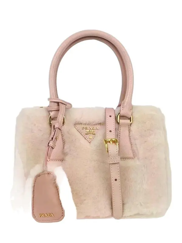 Prada 1990-2000s Mini Galleria Shearling Tote Bag - Pink