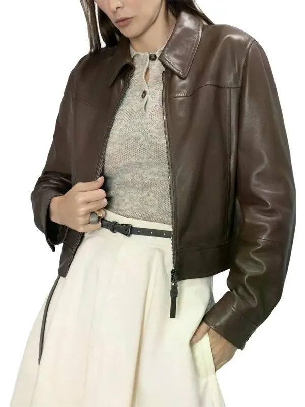 Brunello Cucinelli Zip-up Leather Jacket - Brown
