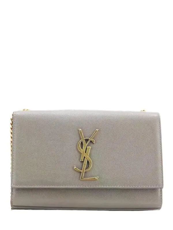 Saint Laurent Classic Monogram Grainy Leather Small Crossbody Bag - Grey