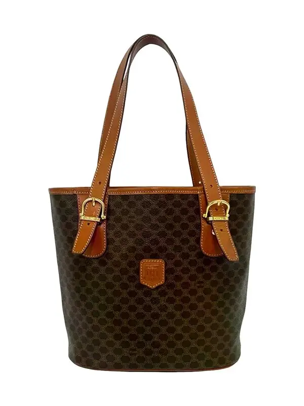 Celine 1996 Macadam Coated Canvas Tote Bag - Brown