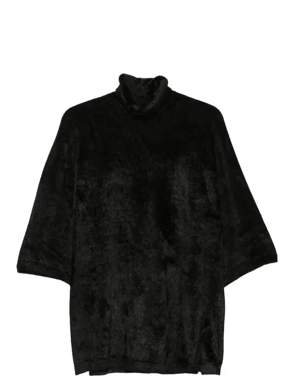 SEMICOUTURE Half-sleeve Roll Neck Sweater - Black