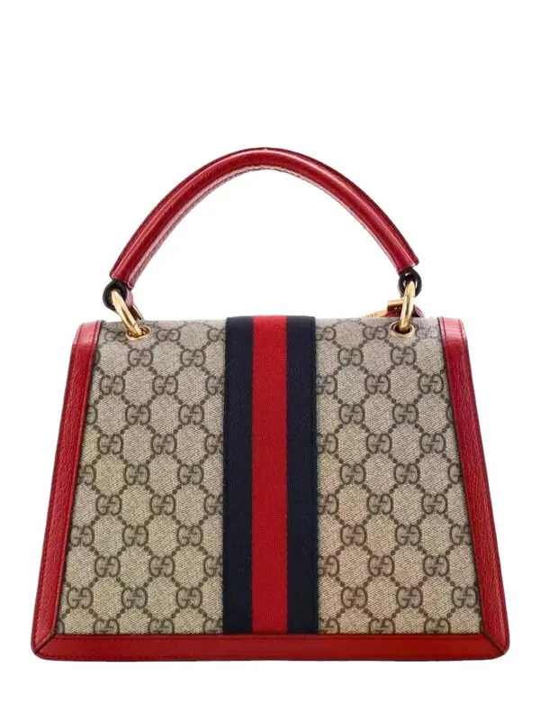 Gucci Queen Margaret Top Handle Bag Gg Coated Canvas With Leather Small Satchel - Red