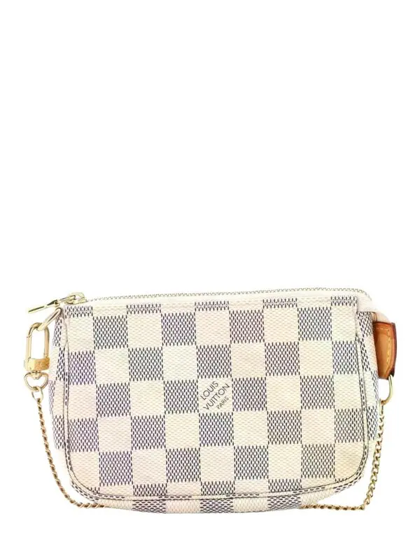 LOUIS VUITTON Pochette Accessoires Damier Mini Clutch Bag - White