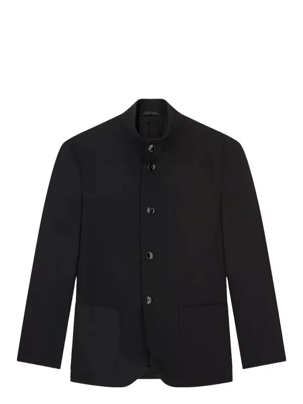 Giorgio Armani Mandarin-collar Virgin Wool Jacket - Black
