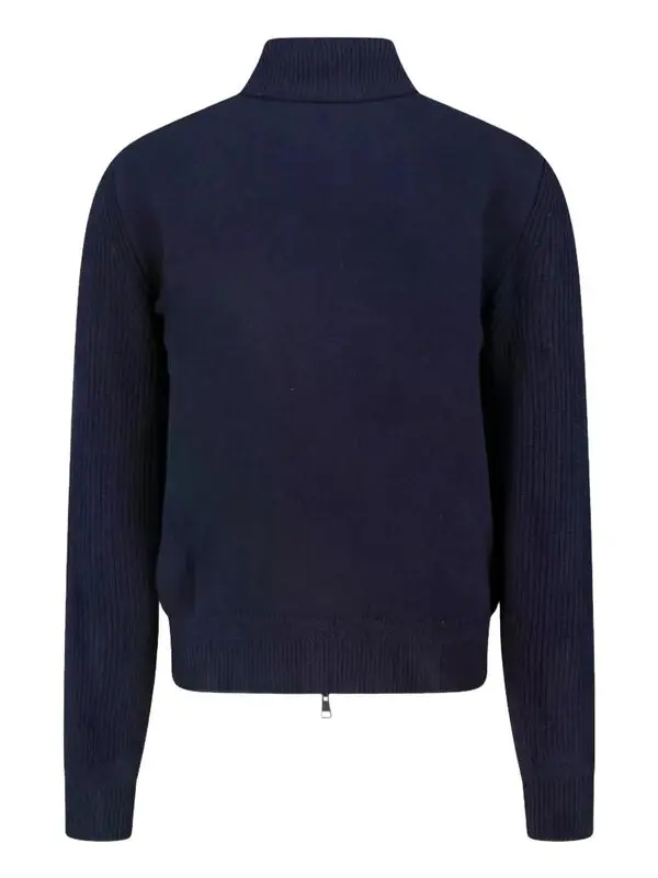 Moncler Wool & Cashmere Zip-up Cardigan - Blue