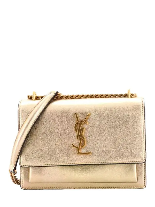 Saint Laurent Sunset Leather Small Crossbody Bag - Gold