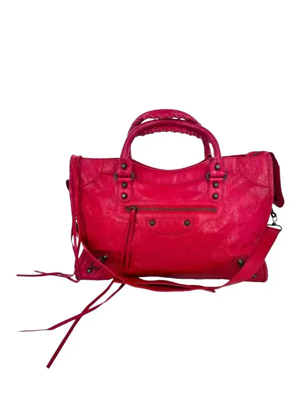 Balenciaga Motorcycle City Leather Tote Bag - Red