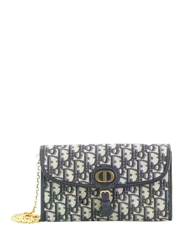 Dior Bobby Pouch With Chain Oblique Canvas East West Clutch Bag - Blue