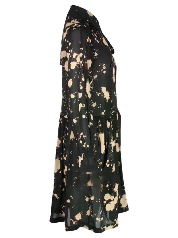 Burberry Splatter-print Long-sleeve Dress - Black