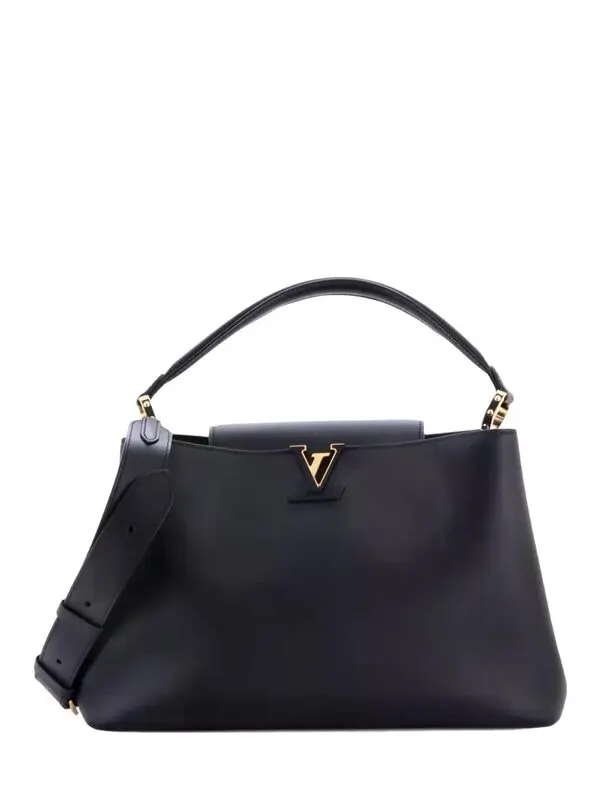 LOUIS VUITTON Capucines Souple Bag Leather Gm Satchel - Black