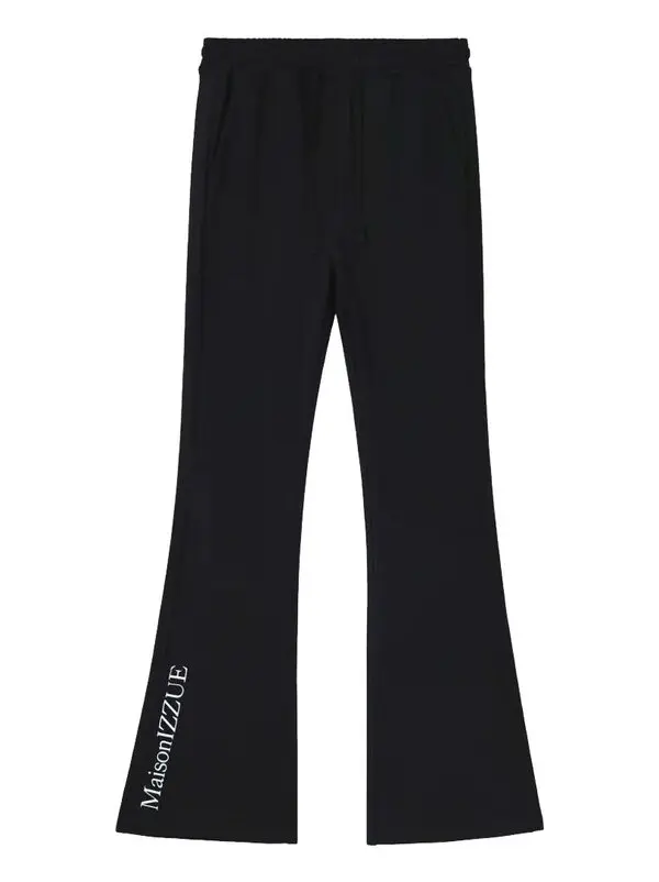 Izzue Logo Print Flared Trousers - Black