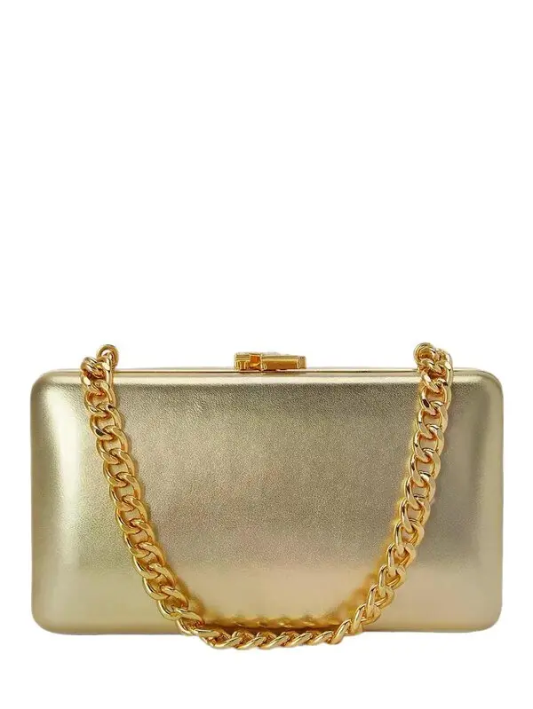 Ralph Lauren Small Franki Metallic Leather Clutch Bag - Gold