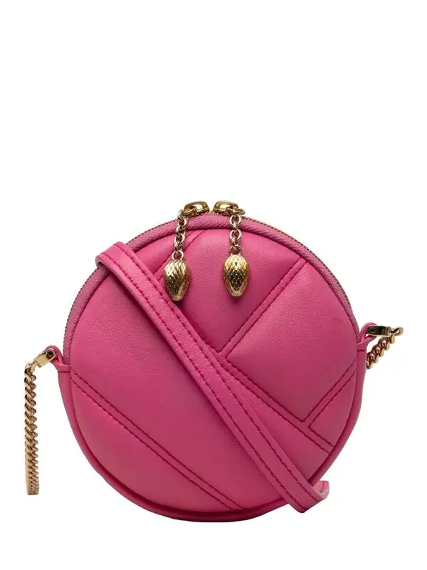 BVLGARI 2010-2026 Leather Serpenti Cabochon Round Crossbody Bag - Pink