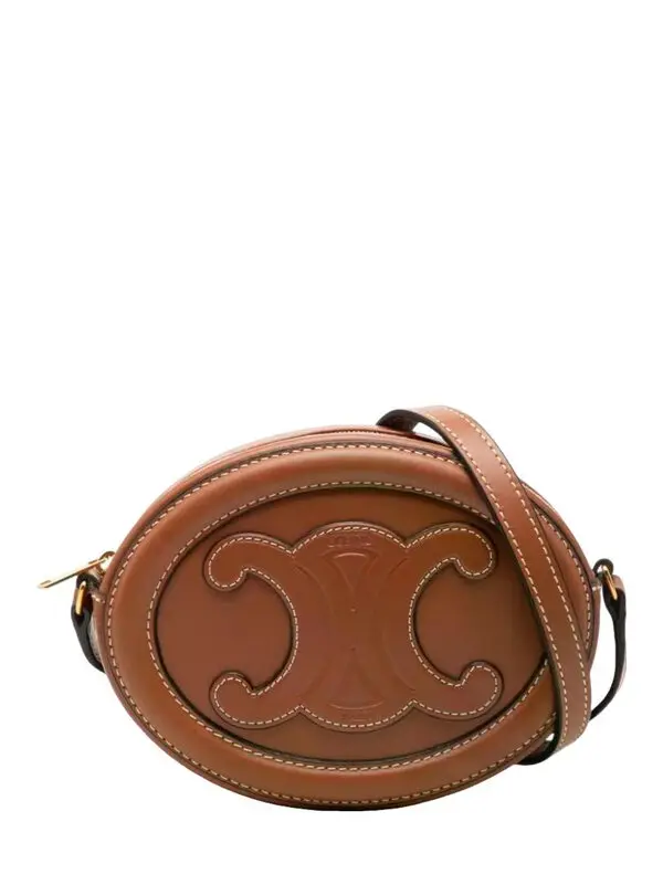 Celine 2022 Small Calfskin Cuir Triomphe Oval Crossbody Bag - Brown