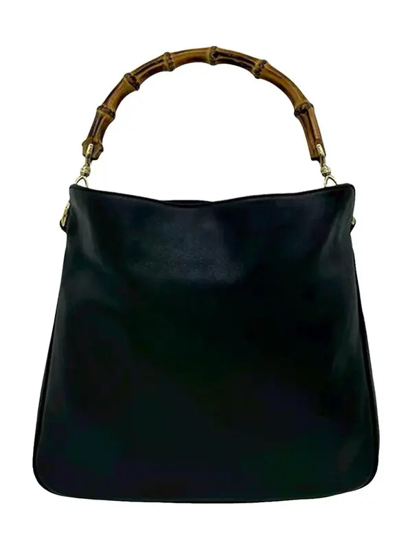 Gucci 20th Century Calfskin Bamboo Satchel - Black