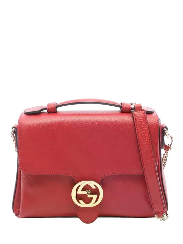 Gucci Small Calf Interlocking G Satchel - Red