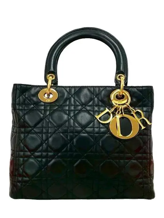 Dior Lambskin Cannage Lady Satchel - Black