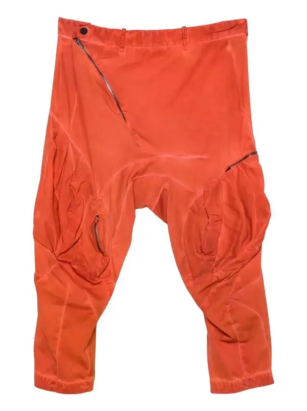 LEON EMANUEL BLANCK Asymmetric Zip Panelled Trousers - Orange