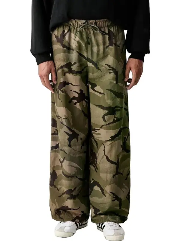 Adidas Seasonal Essentials Camo Woven Parachute Tracksuit Bottoms - Green