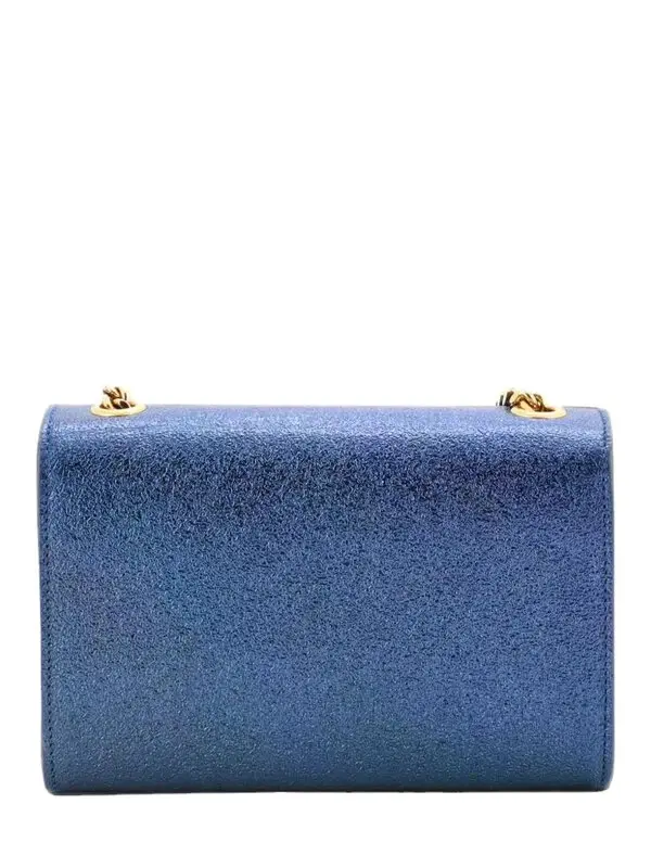 Saint Laurent Classic Monogram Glitter Leather Small Crossbody Bag - Blue