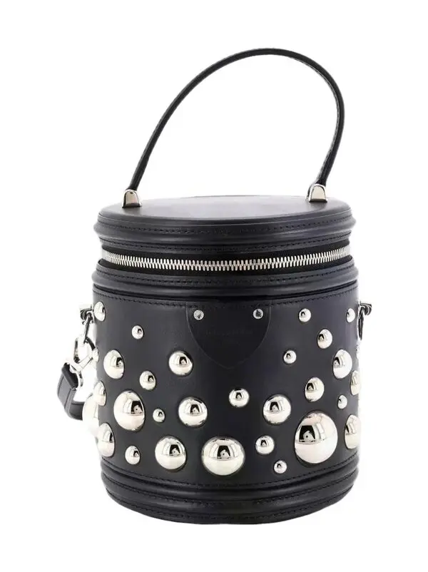 LOUIS VUITTON Cannes Handbag Yayoi Kusama Embellished Leather Satchel - Black
