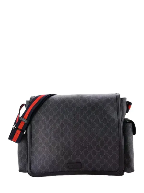 Gucci Web Strap Diaper Bag Gg Coated Canvas Small Crossbody Bag - Black
