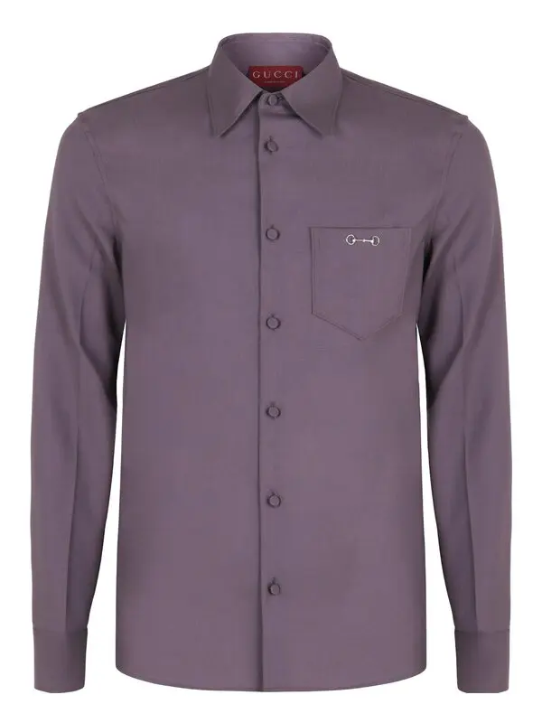 Gucci Long Sleeved Gabardine Shirt - Gray