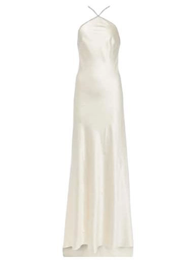 Roland Mouret Embellished Silk Satin Gown - White