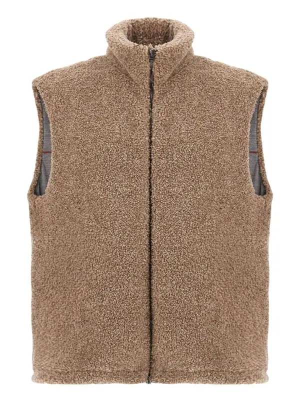 Herno Vest In Cashmere-feel Flannel - Light Greige
