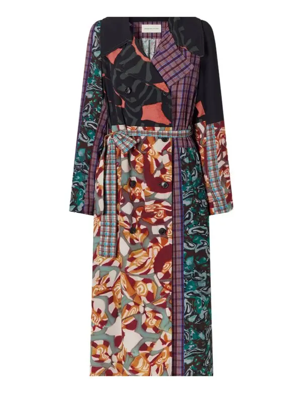 Dries Van Noten Patchwork Printed Trench Coat - Multicolor