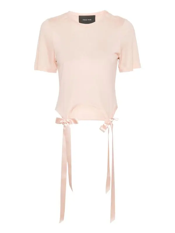 Simone Rocha Bow Detail Ribbed T-shirt - Soft Pink