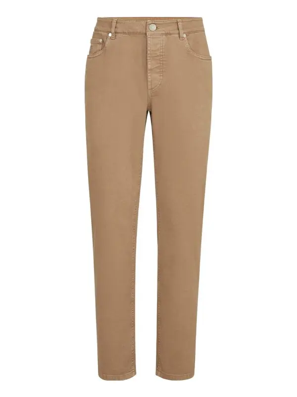 Brunello Cucinelli Garment-dyed Comfort Lightweight Denim Trousers - Brown