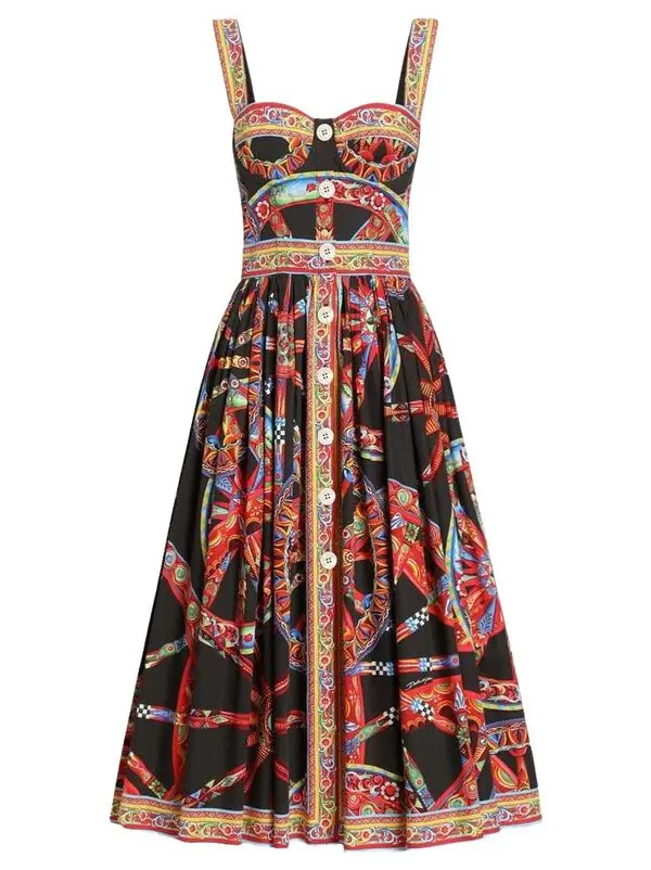 Dolce & Gabbana Carretto-print Poplin Long Dress - Multi-color
