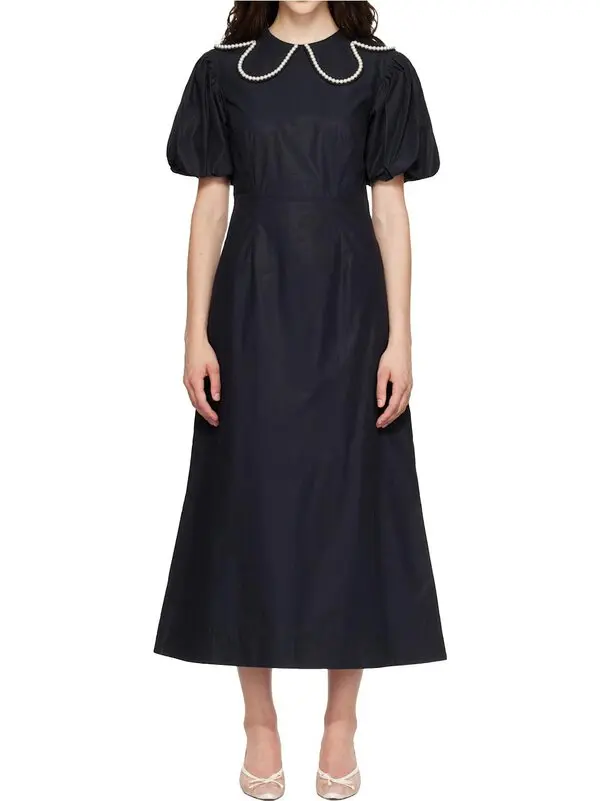 Simone Rocha Puff Sleeve Petal Collar Dress - Black