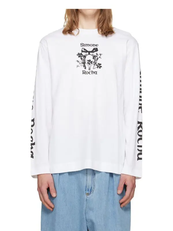 Simone Rocha Printed Long-sleeved T-shirt - White/black