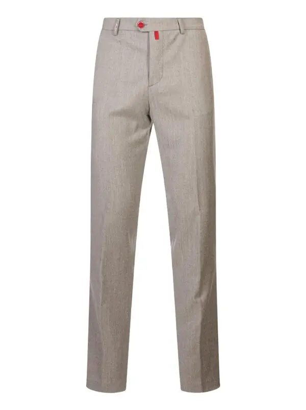 Kiton Logo-patch Straight-leg Trousers - Grey