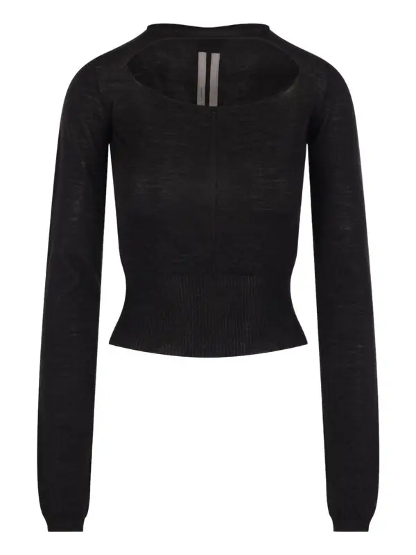 Rick Owens Cut Out Detailed Long Sleeve Top - Black