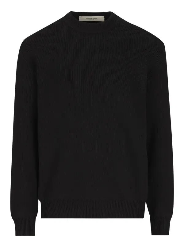 GOLDEN GOOSE Logo-embroidered Crewneck Sweater - Black