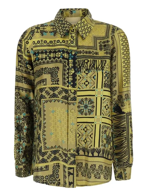 Momoni Classic Collar Printed Shirt - Yellow