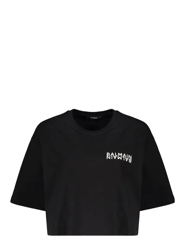 Balmain Cropped T-shirt - Black