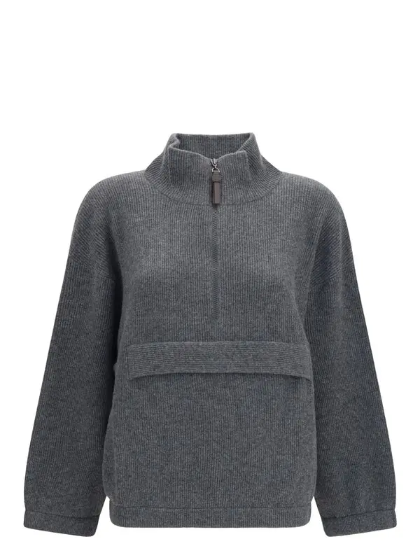Brunello Cucinelli Quarter-zip Cashmere Sweater - Black