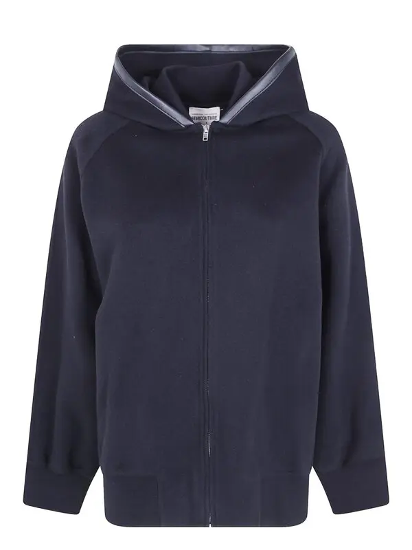 SEMICOUTURE Double Wool Hooded Bomber Jacket - Black