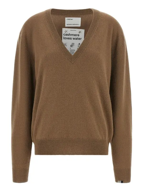 Extreme Cashmere N492 Ben V-neck Knitted Sweater - Brown